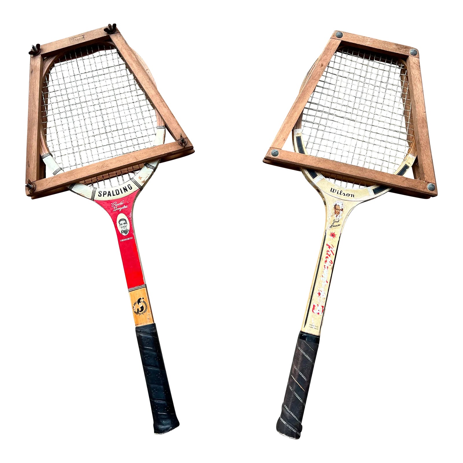 Pair of Antique Spaulding Tennis Rackets | Chairish