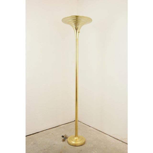 Shiny Brass Gold Art Deco Brass Floor Lamp | Chairish