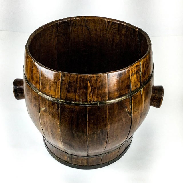 Antique Chinese Wood Rice Container Planter | Chairish
