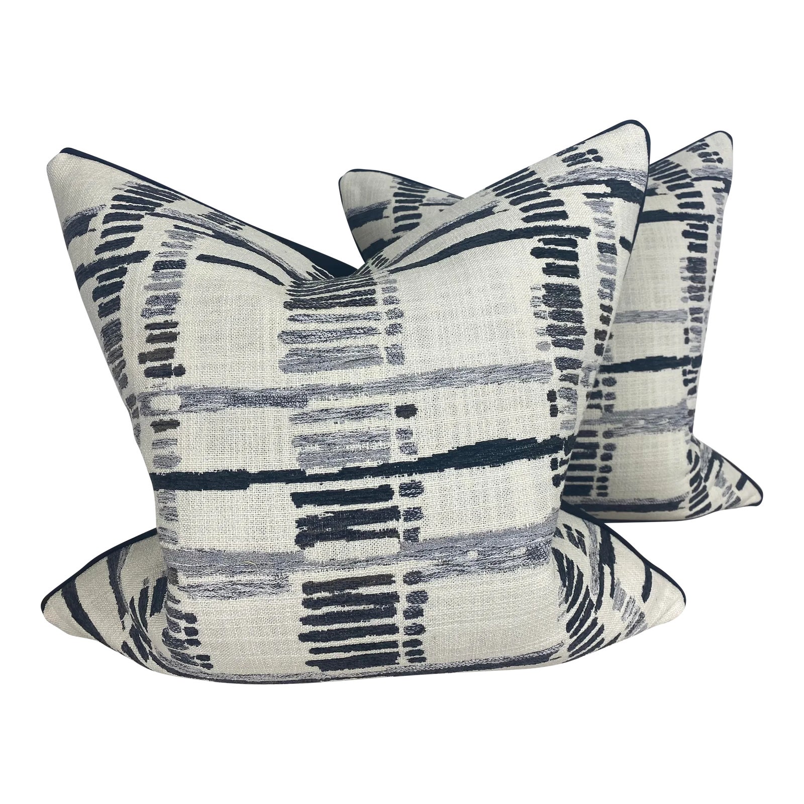 Modern Plush Chenille Pillows/A Pair. | Chairish