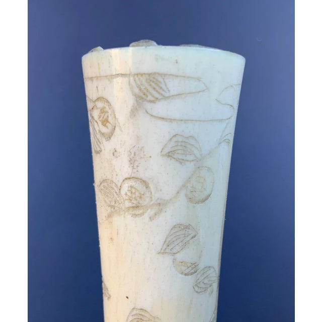 Antique Chinese Carved Bone Candle Stick | Chairish