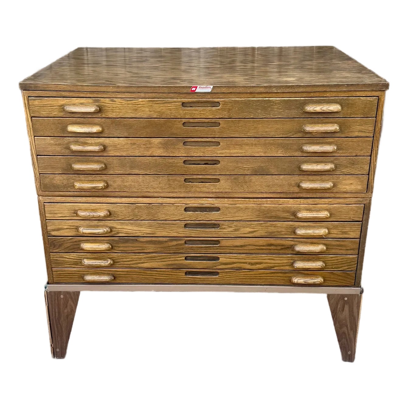 Vintage Hamilton Double-Stack Oak Flat File Cabinet | Chairish