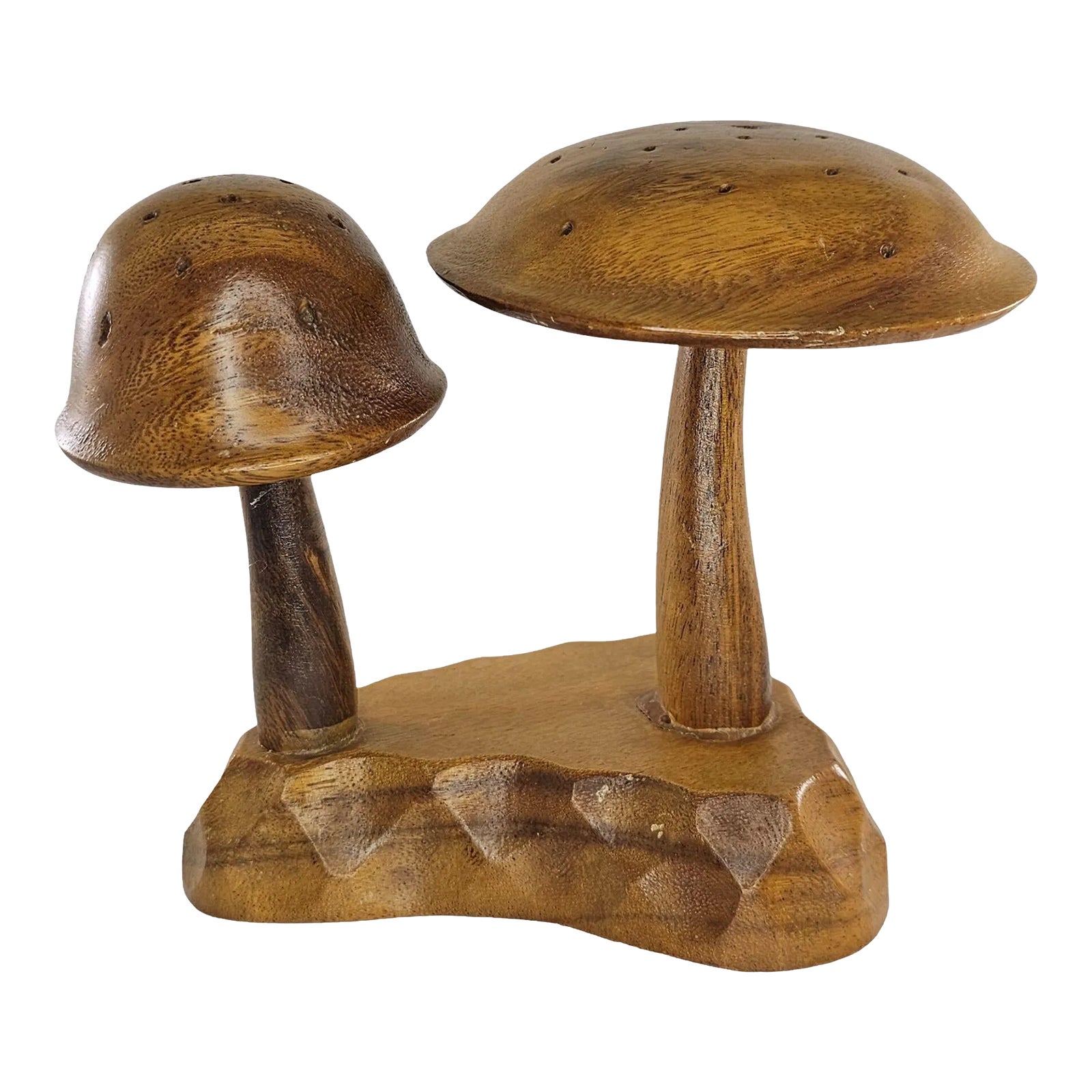 Vintage Genuine Monkey Pod Mushroom Wood Carved Toothpick Holder ...