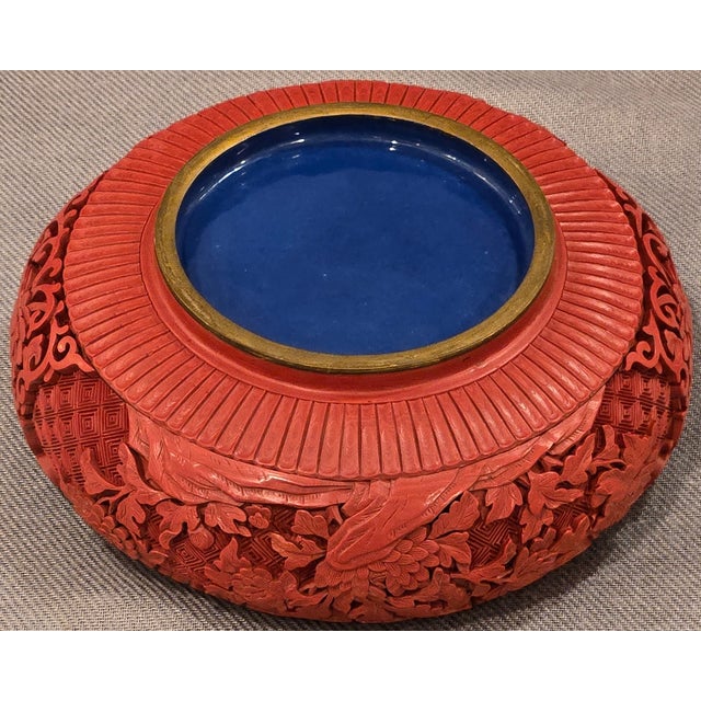 Antique Chinese Cinnabar Lacquer Box With Lid with Carved Floral ...