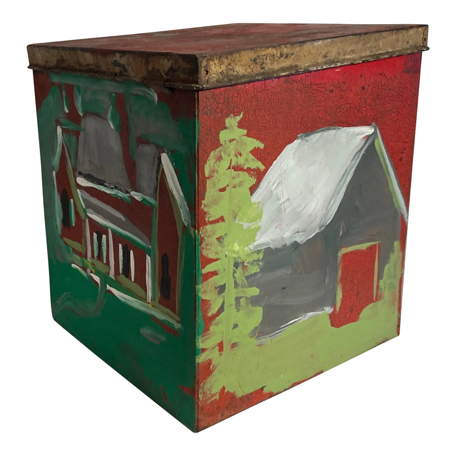 Jimmy Lee Sudduth Folk Art Painted Box | Chairish
