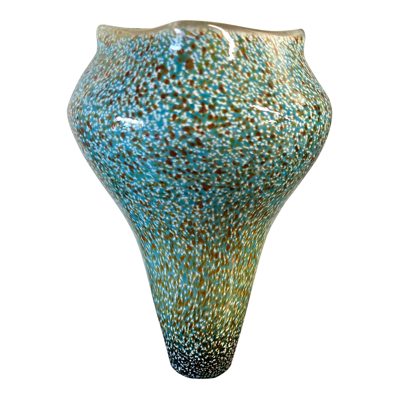 Vintage Speckled Fellerman Art Glass Vase | Chairish