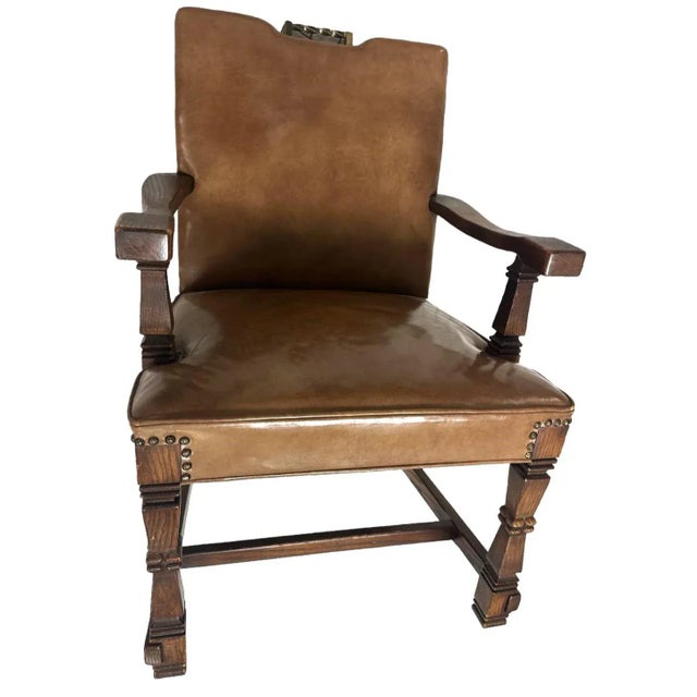 Set of 6 Romweber Viking Oak Leather Upholstered Conference Room or ...