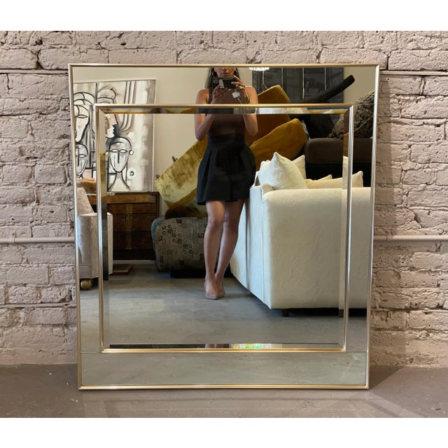 Vintage 1980s LaBarge Mirror With Rose Gold Detailing | Chairish