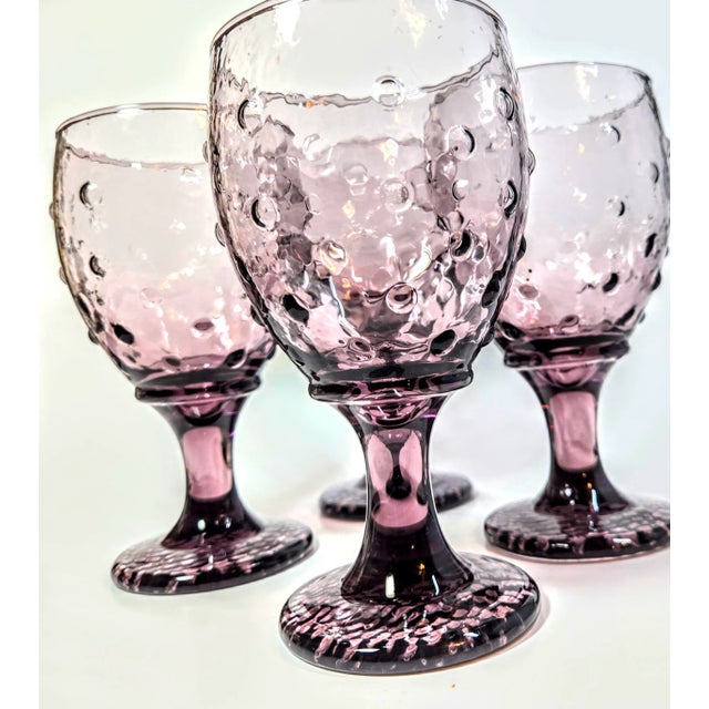 Vintage Amythest Hobnail Goblets- Set of 4 | Chairish