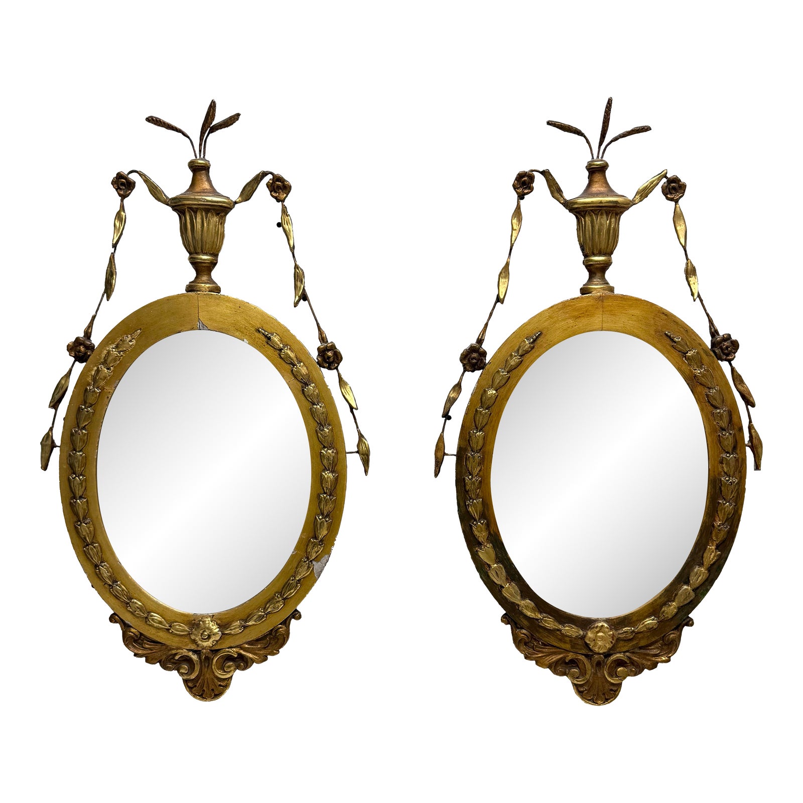 Antique 1920's Adam Style Mirrors- Set of 2 | Chairish