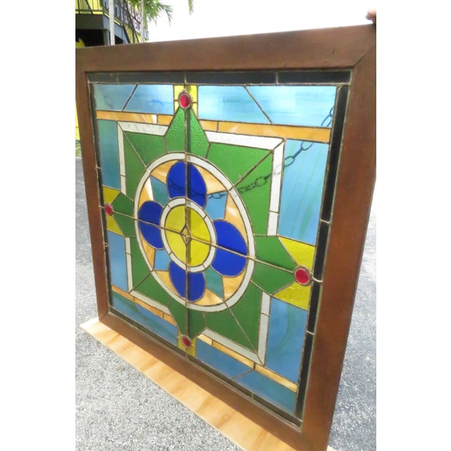 Late 1800s Stained Glass Window Suncatcher Flower Design | Chairish