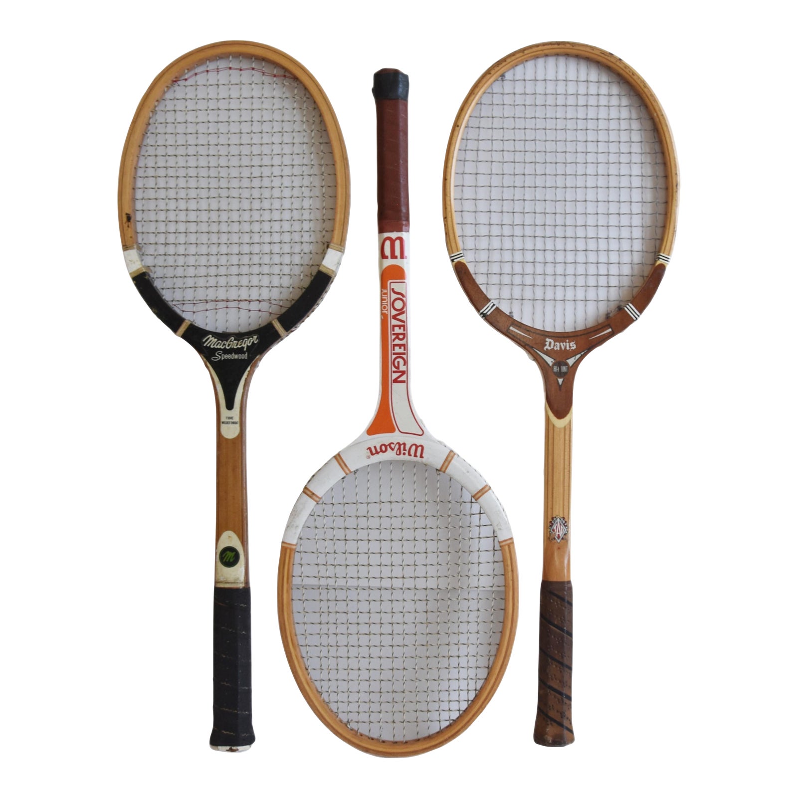 Vintage Designer Decorative Tennis Racquets - Set of Three | Chairish