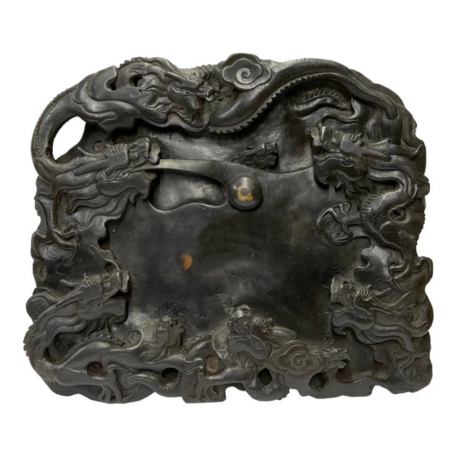 Chinese Black Color Dimensional Dragon Ink Well Pad Display | Chairish