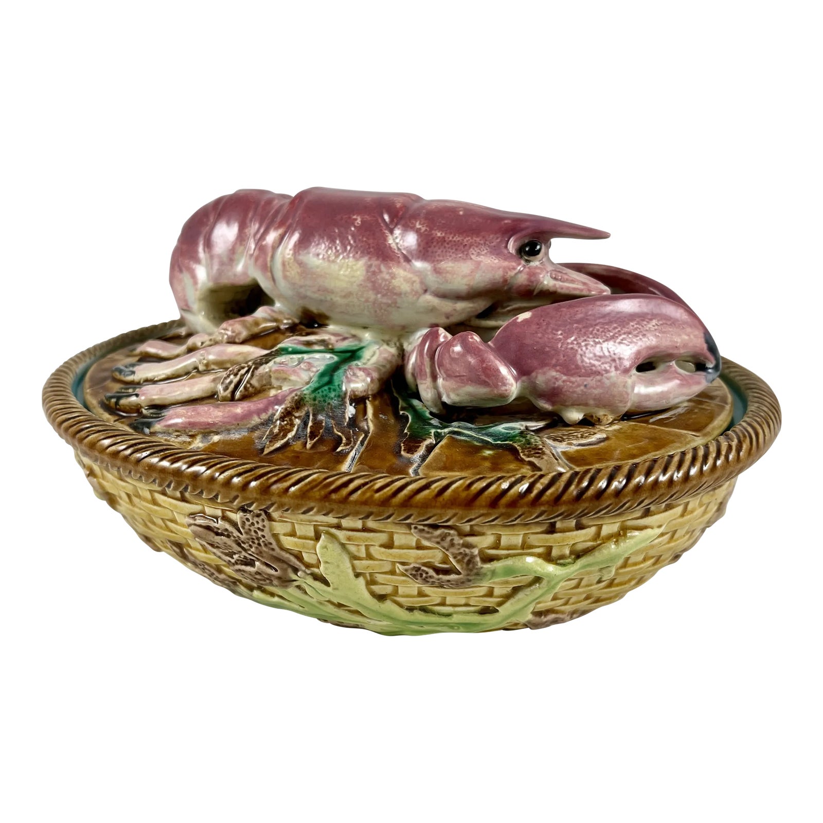 George Jones Palissy English Majolica Lobster Pâté Basketweave Covered ...