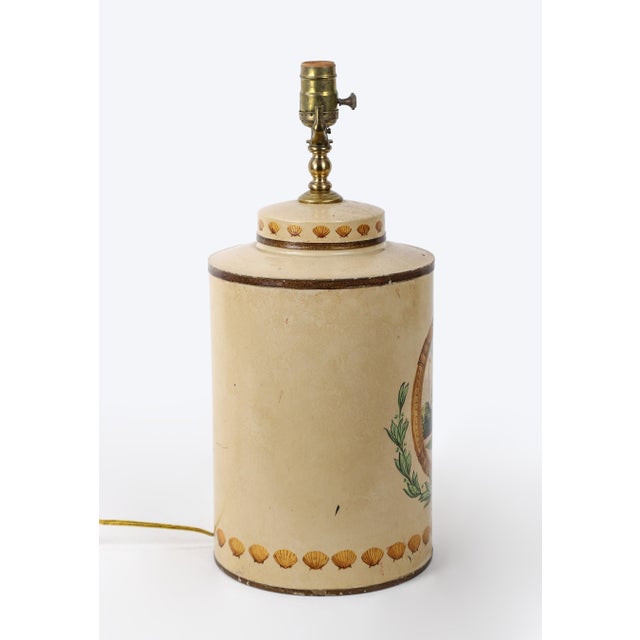 Hand Painted Hotel Landscape Design Tea Caddy Lamp | Chairish