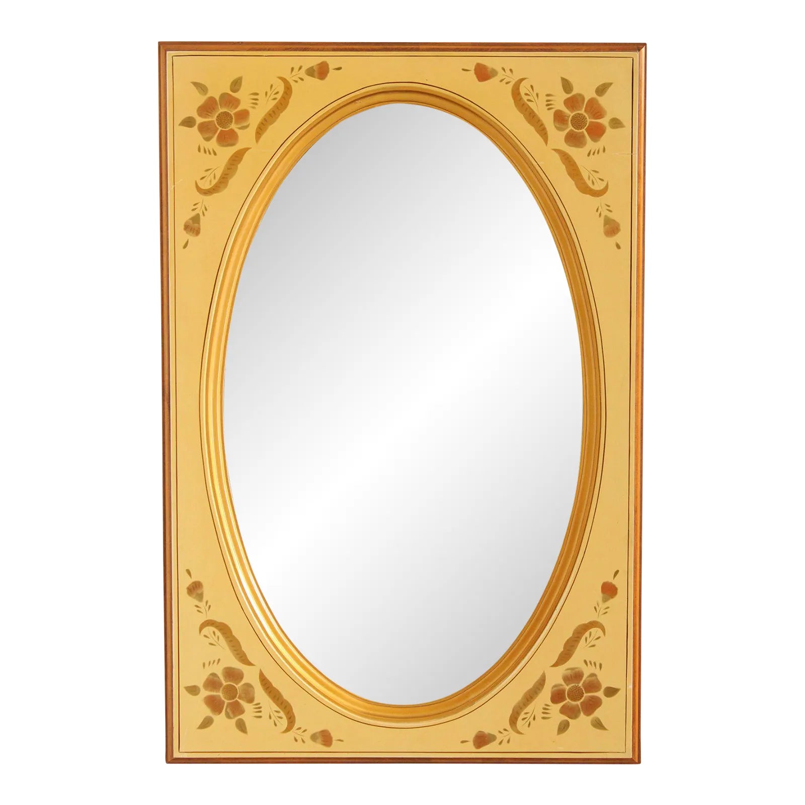 1970s Ethan Allen Farmhouse Style Stencil-Painted Wall Mirror | Chairish