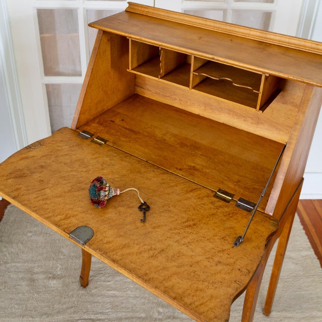 Petite Victorian Birdseye Maple Secretary Desk and Chiavari Chair Set ...