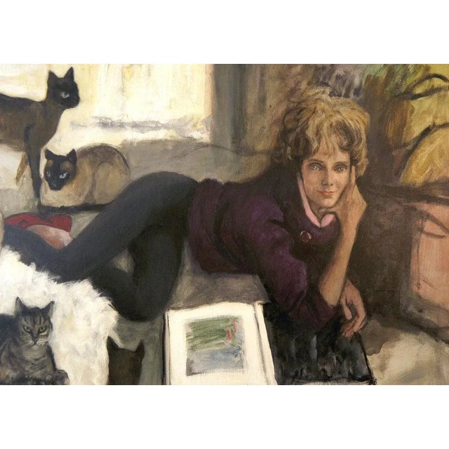 Rene Bouche Large Oil on Canvas, Vogue Illustrator and Society Portrait ...