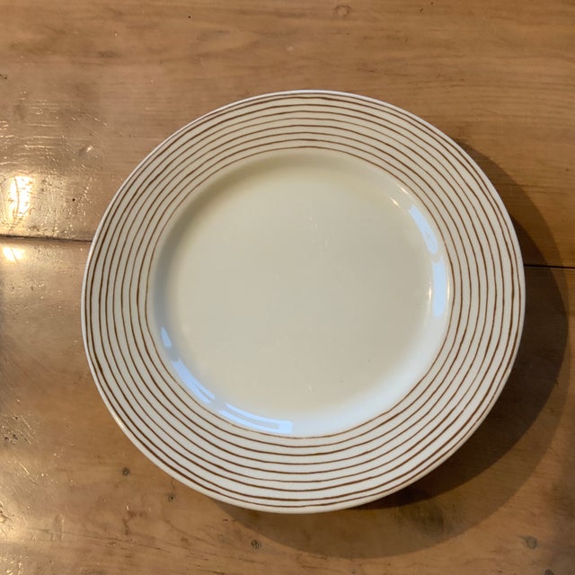 1980s Fitz and Floyd “Les Bands” Cognac Brown Stripes on Ivory Salad ...