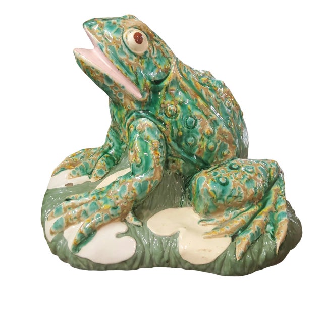 Large 1970s Ceramic Pottery Frog | Chairish
