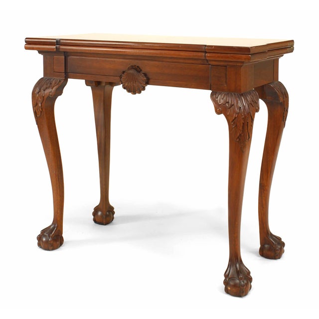 English Chippendale Mahogany Flip Top Console Table | Chairish