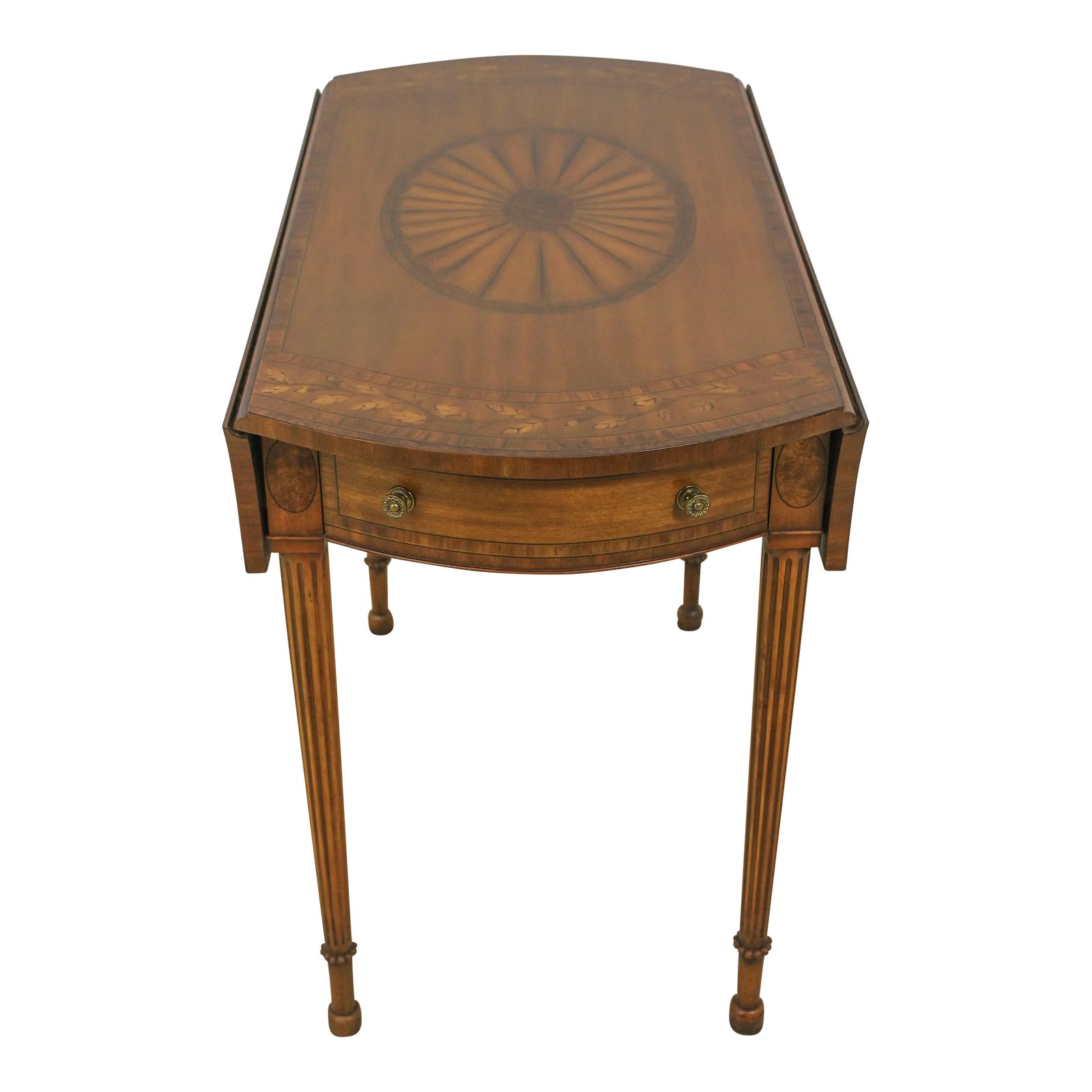 Maitland Smith Highly Inlaid Adams Style Pembroke Table | Chairish