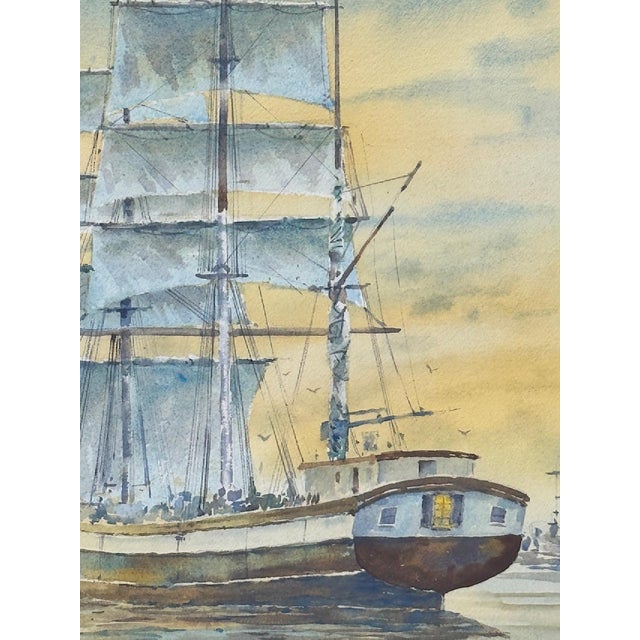 Schooner Under Sail Leaving the Evening Harbour, Paul Ashack Chicago ...