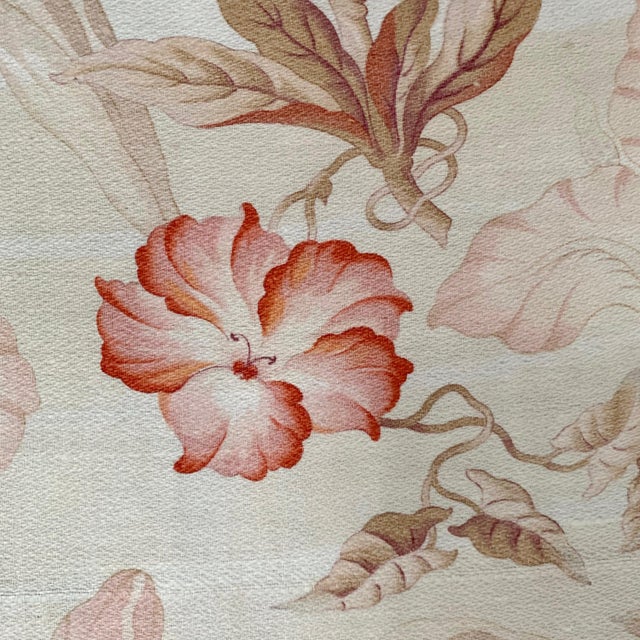 French Cretonne Floral Printed Botanical Fabric | Chairish