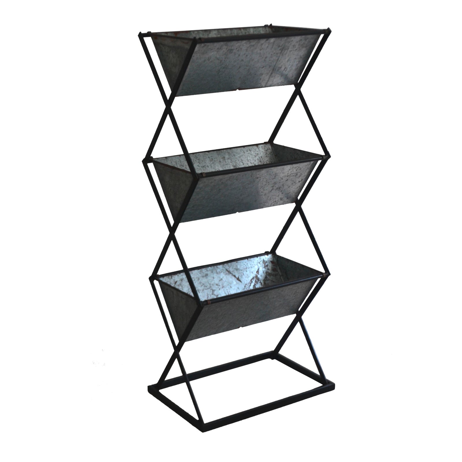 Industrial Three Tier Wrought Iron and Steel Stand | Chairish