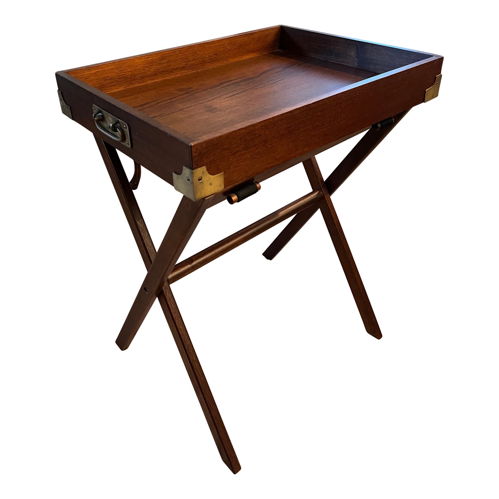 Vintage Hardwood Folding Campaign Tray Table With Removable Top for ...