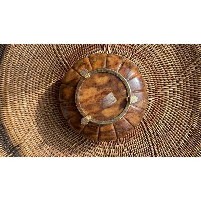 1960s Footed Italian Brown Alabaster Lidded Box With Brass Closure ...