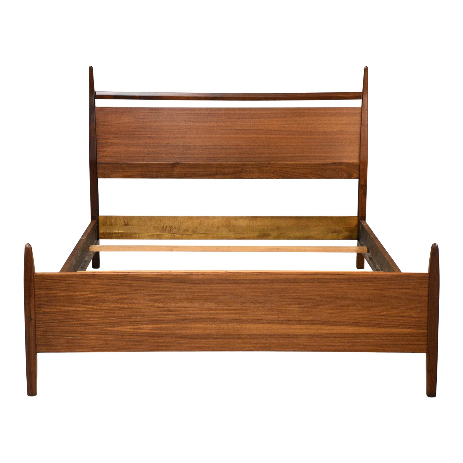 1960s Refinished Walnut Mid Century Full Bed | Chairish