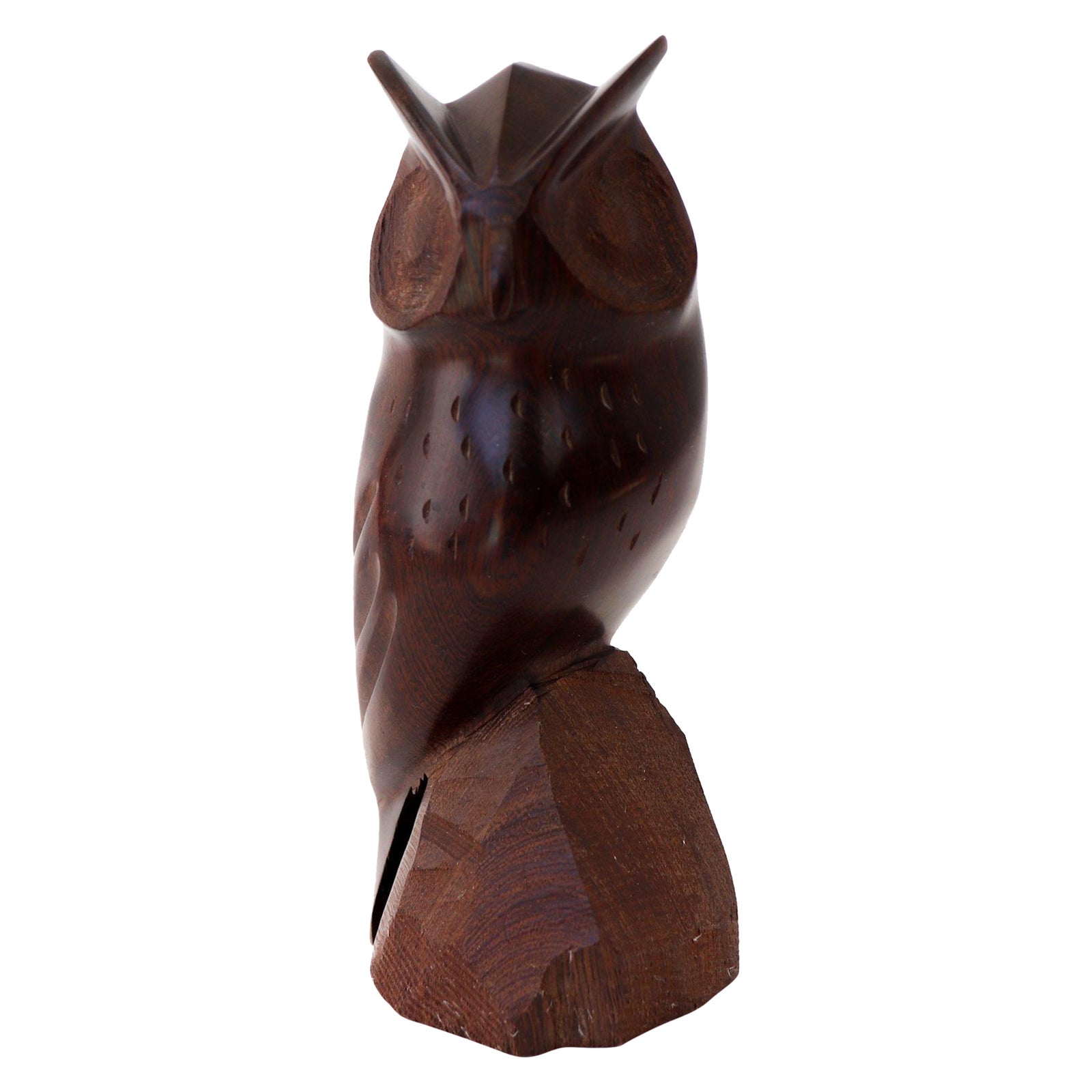 1970s Ironwood Owl Statue | Chairish