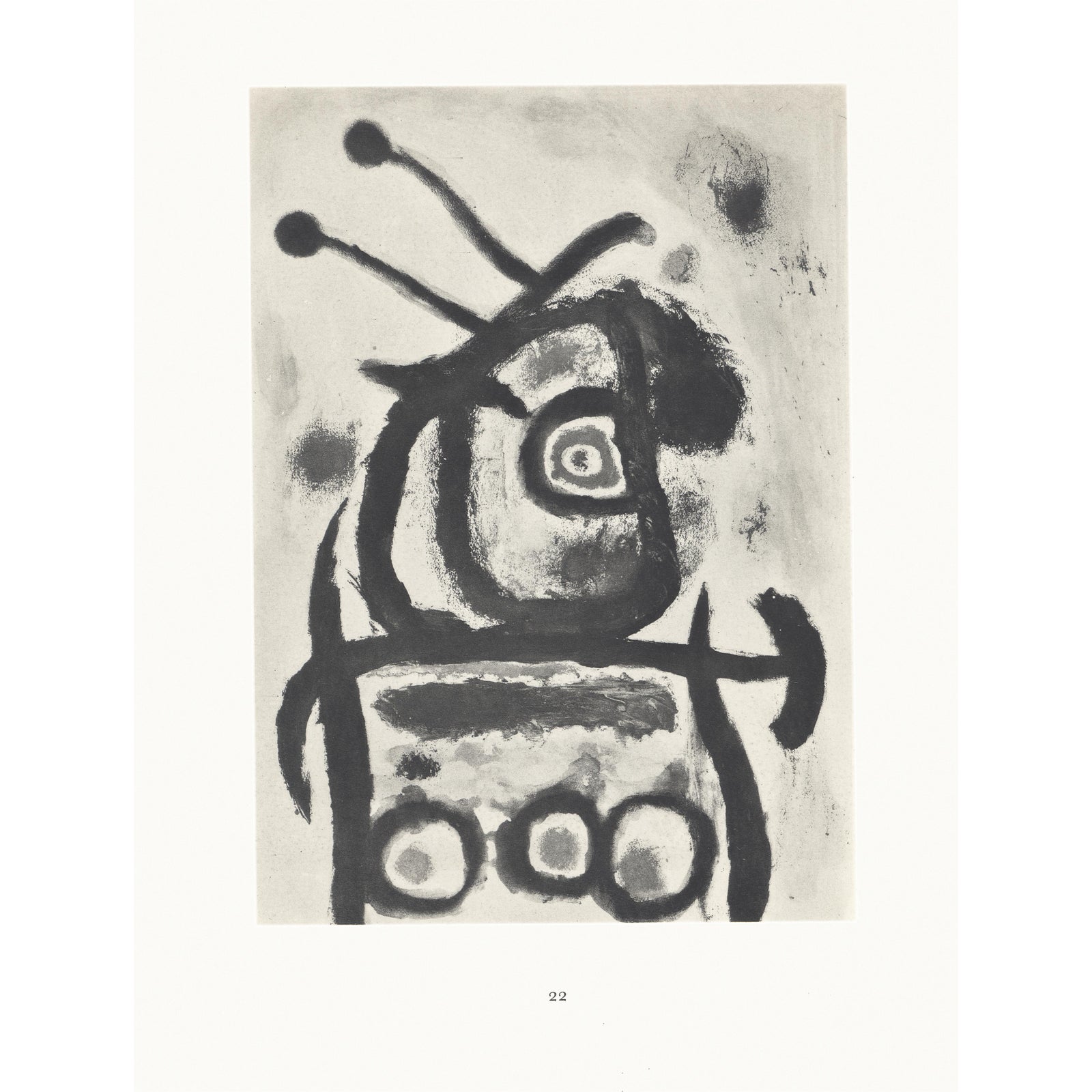 1967 Joan Miró Lithograph 21, "Tête Blue Et Oiseau Flèche" (Blue Head ...