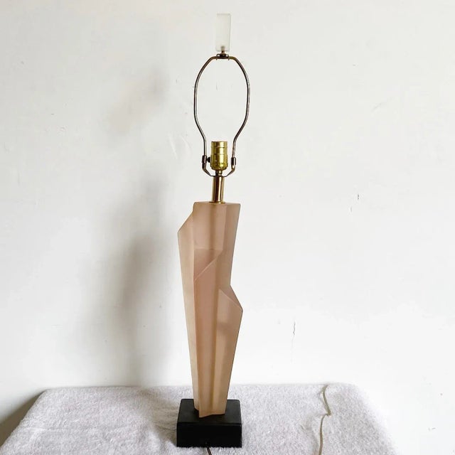Art Deco Revival Sculpted Pink Resin Table Lamp by Paolo Gucci | Chairish