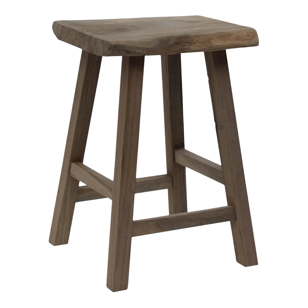 Contemporary Natural Walnut Wood Live Edge Bar Stool | Chairish