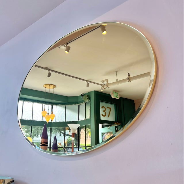 Vintage Amber Tinted Oval Mirror | Chairish