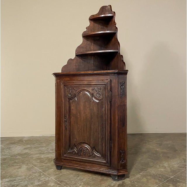 18th Century Country French Rustic Corner Cabinet | Chairish