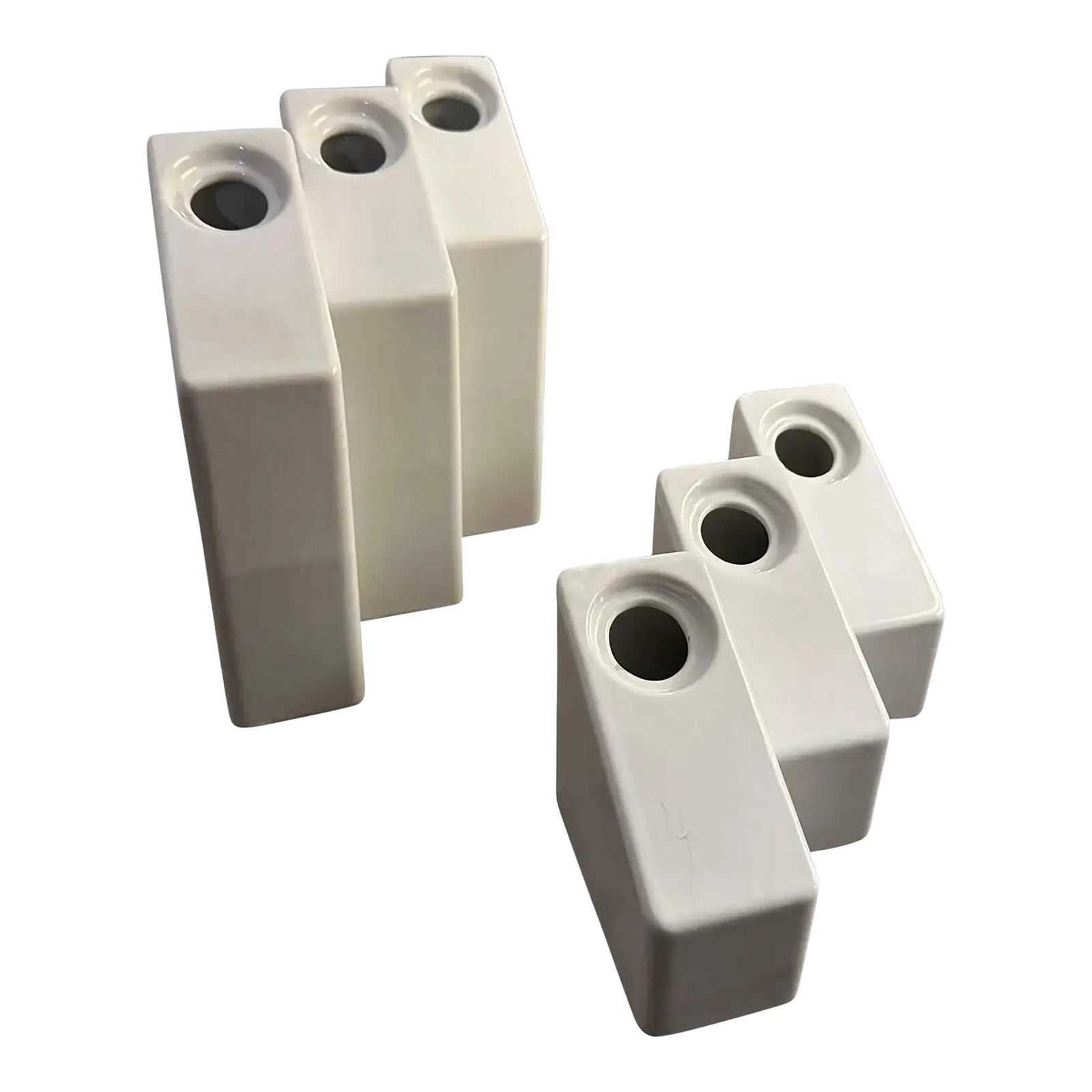 Two 1970s Modern White Ceramic Design Vases by Enzo Bicchioli for Il ...