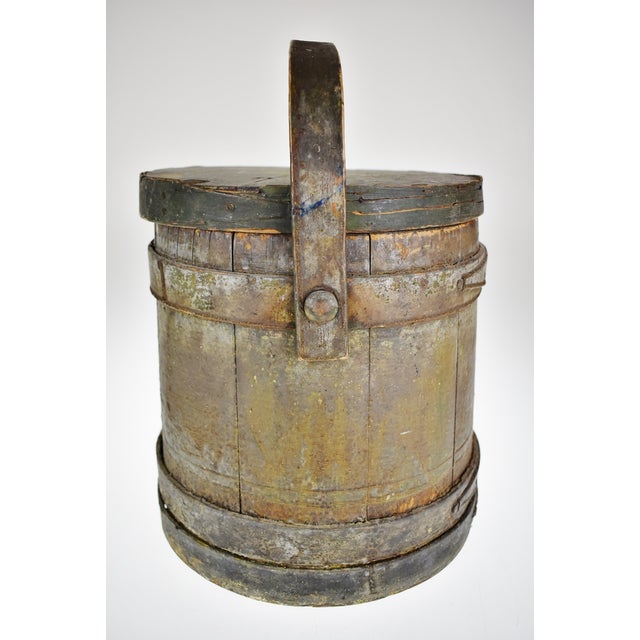 Vintage Lidded Wooden Bucket W/ Handle | Chairish