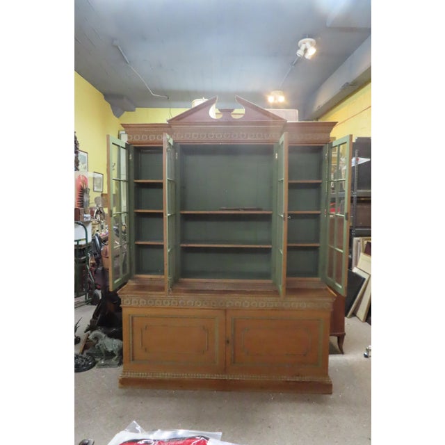 Late 19th Century Neo Classical Breakfront Pine Cabinet | Chairish