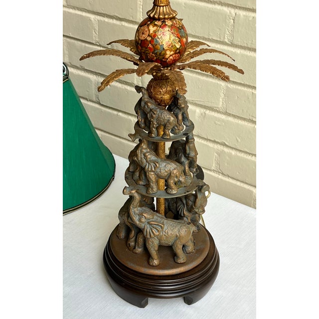 Vintage Elephant Column Table Lamp by Tyndale | Chairish