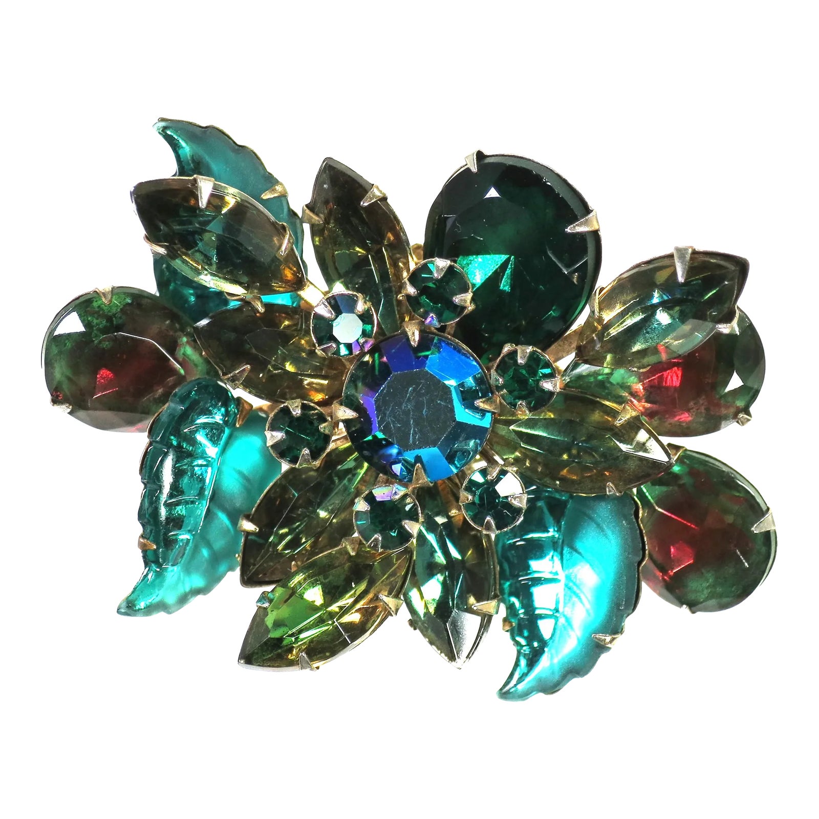 Vintage 1950s Beau Jewels Watermelon Crystal Brooch | Chairish