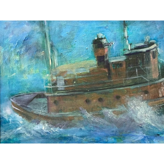 Vintage Midcentury Tugboat Painting | Chairish