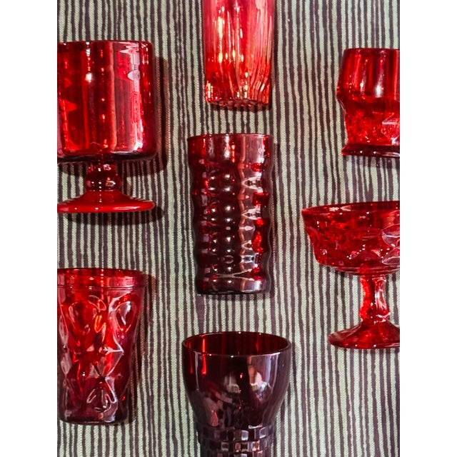 Mixed Set of 7 Vintage Red Glasses/ Beautifully Curated Solid Color ...