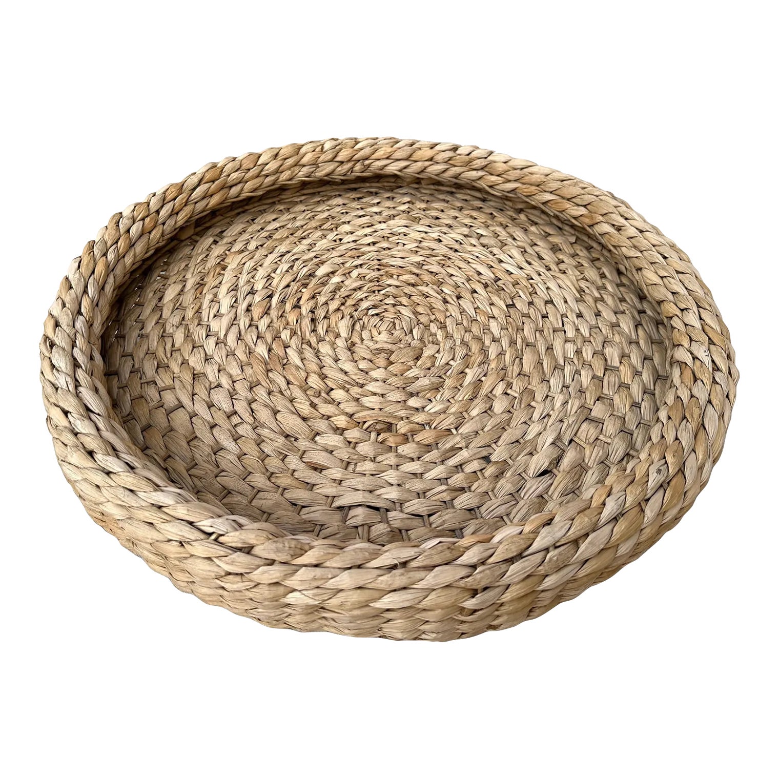 Vintage Hand Woven Seagrass Serving Tray | Chairish