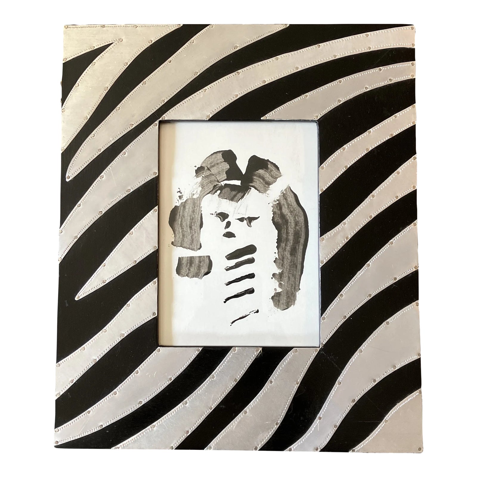 Contemporary Original Abstract Female Portrait Painting Metal Zebra ...