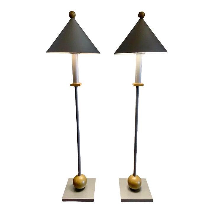 Pair of Post Modern Memphis Style Table Lamps by Robert Sonneman for ...