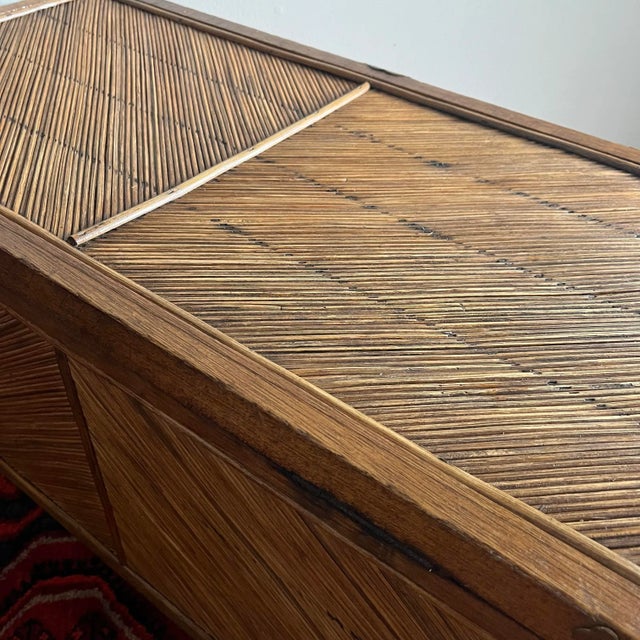 Vintage Coastal Gabriella Crespi Style Pencil Reed Trunk Chest | Chairish