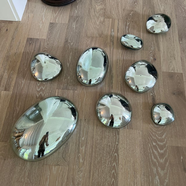 Mercury Drops Silver Blown Glass Fine Art Installation. Set of 8 | Chairish
